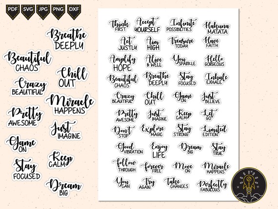 Printable PNG Stickers Motivational Quotes Digital Download Home ...