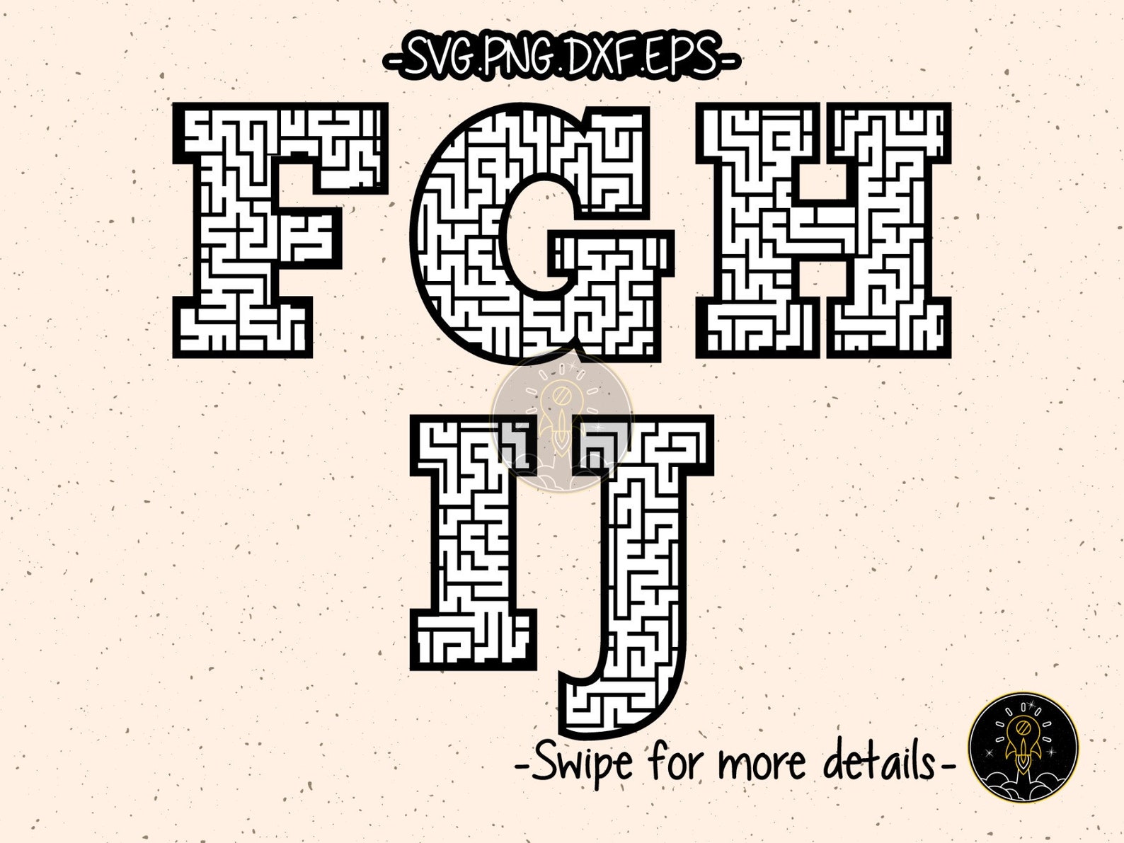 Maze Labyrinth Letter Font Alphabet Numbers SVG Cut File | Etsy