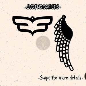 Angel Wing Earring Template SVG Laser Cut File | Wood Leather Earring ...