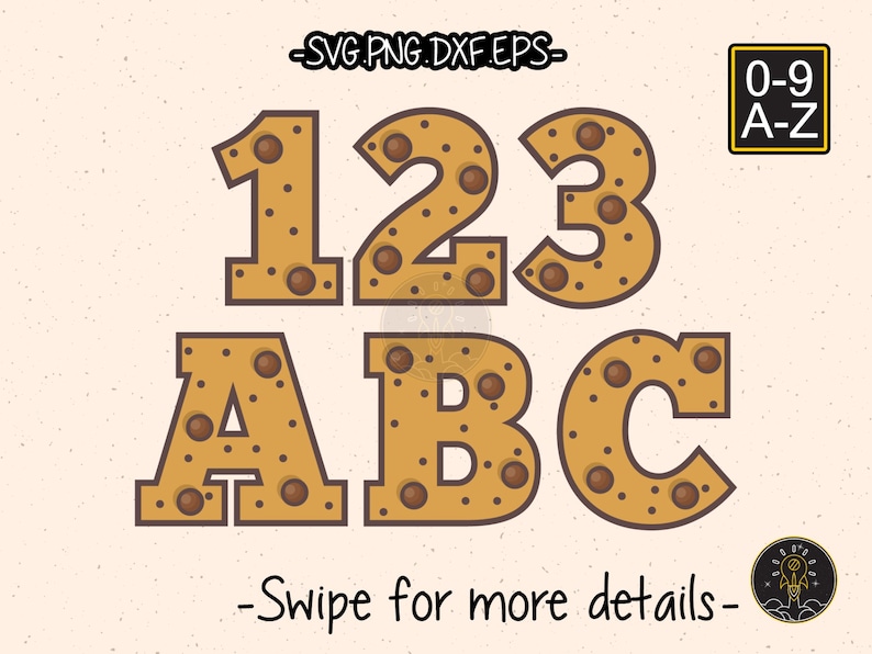 Chocolate Chip Cookies Number Letter Font Alphabet SVG Vector Cricut ...