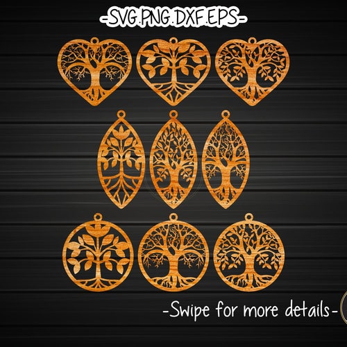 Tree of Life Earring Template SVG Laser Cut File Wood - Etsy