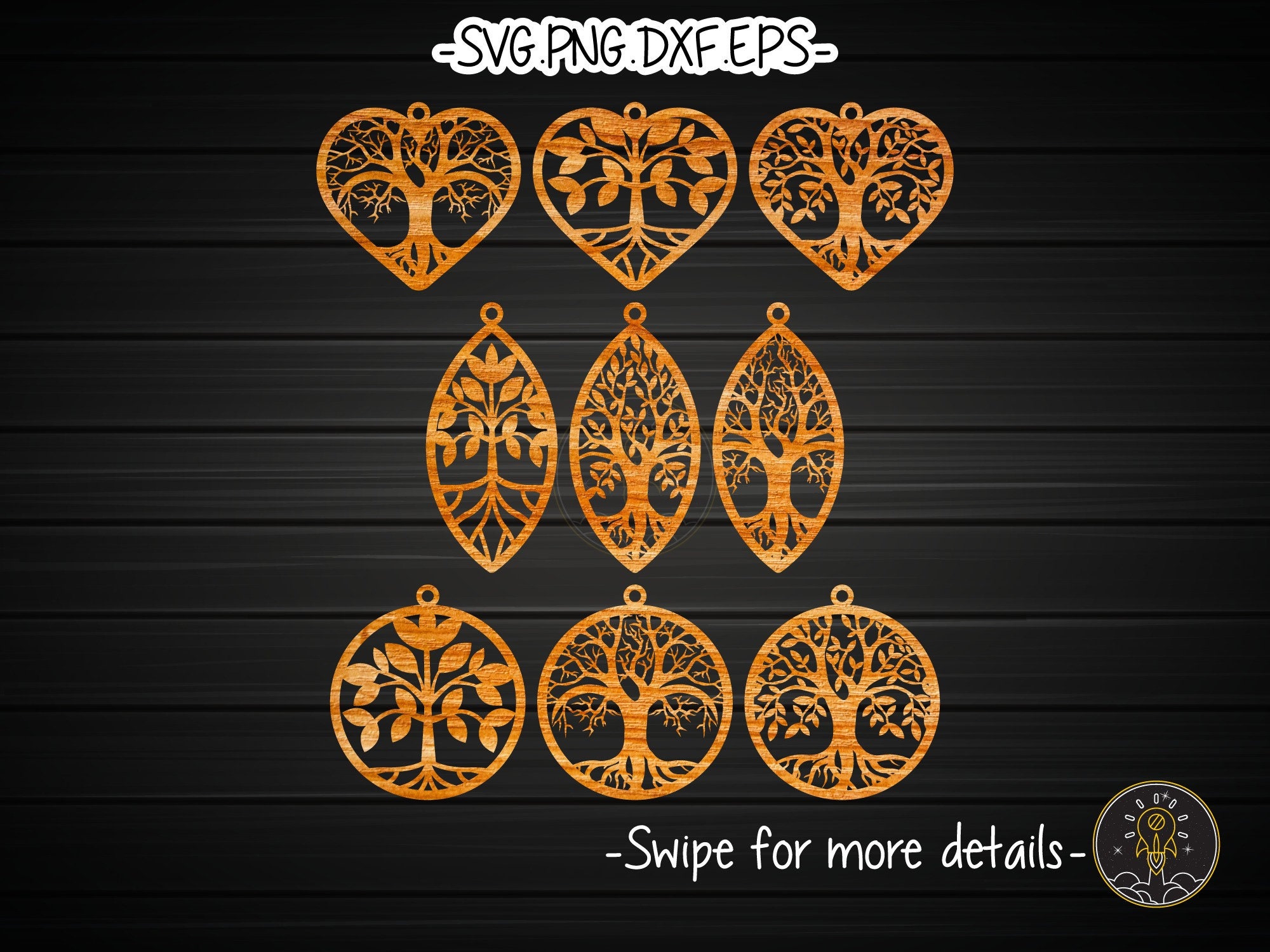 Tree of Life Earring Template SVG Laser Cut File | Wood Leather SVG - Etsy