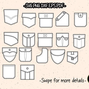 Trouser Shirt Pocket SVG Cut File CAD Technical Flat Sketch Fashion PDF ...