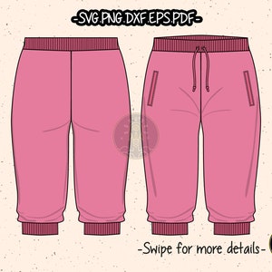Short Jogger Pants SVG Clothing Template PDF Sketch Fashion Cut File ...
