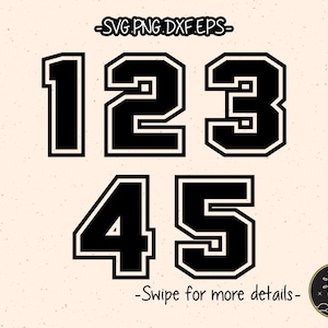 Jersey Sports Team Numbers SVG Cricut Cut File Clipart - Etsy