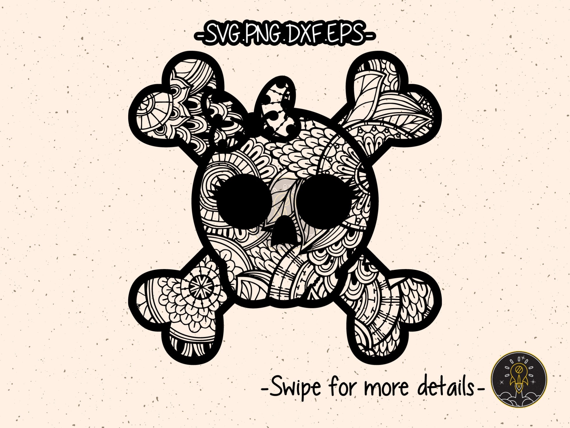Skeleton Skull Halloween Calavera Day of the Dead Zentangle SVG Cut ...