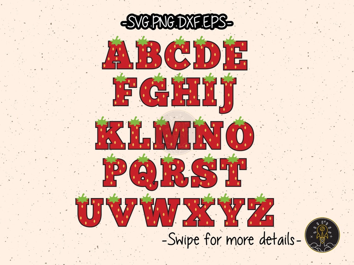 Strawberry Fruit Number Letter Font Alphabet SVG Cut File - Etsy