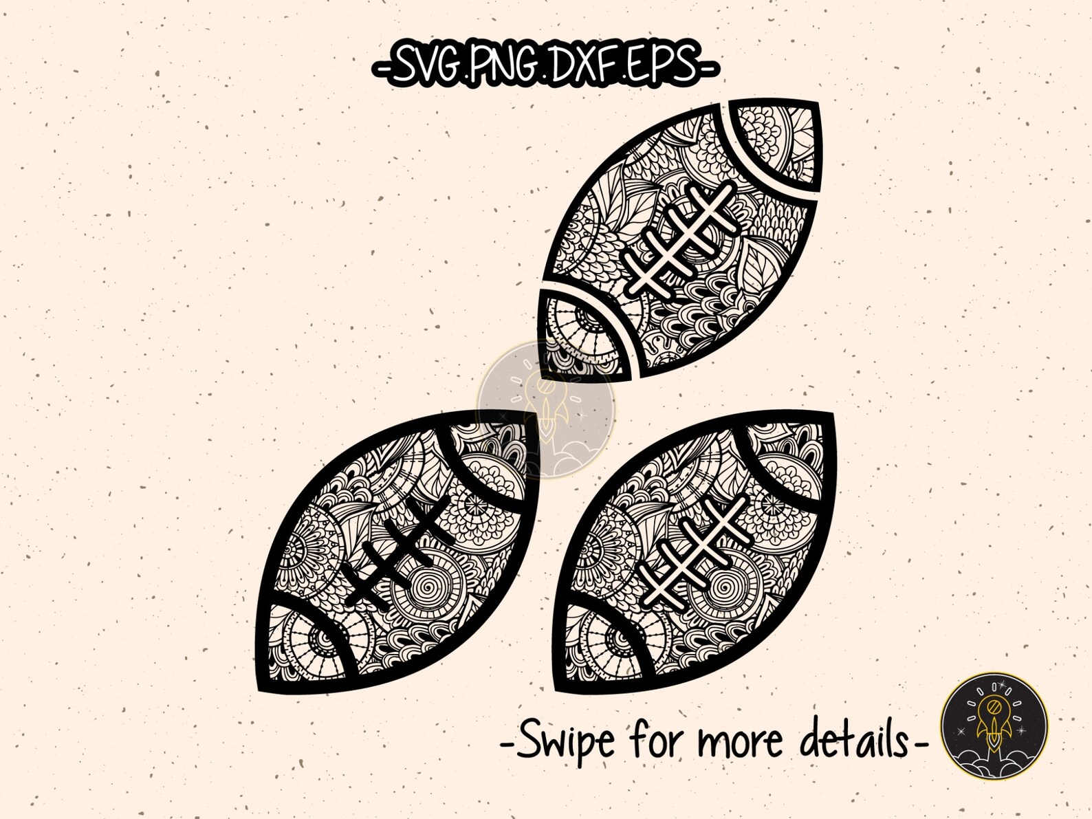 American Football Zentangle Mandala SVG Laser Cut File CNC - Etsy