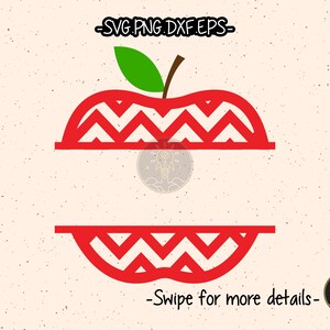 Apple Chevron Split Monogram Frame SVG Cut File Cricut Clipart - Etsy