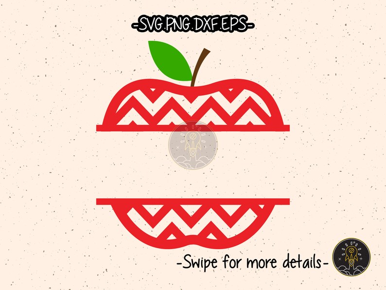 Apple Chevron Split Monogram Frame SVG Cut File Vector Cricut - Etsy
