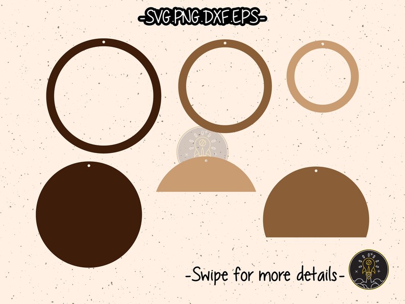 Circle Stacked Earring Template SVG Laser Cut File Wood - Etsy