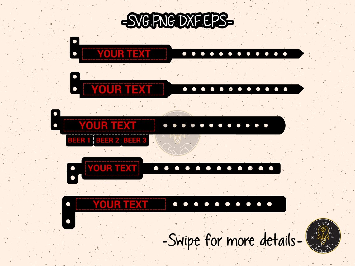 Entrance Bracelets Event Entry Wristbands Template SVG Laser - Etsy