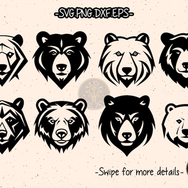 Bear Face Svg - Etsy