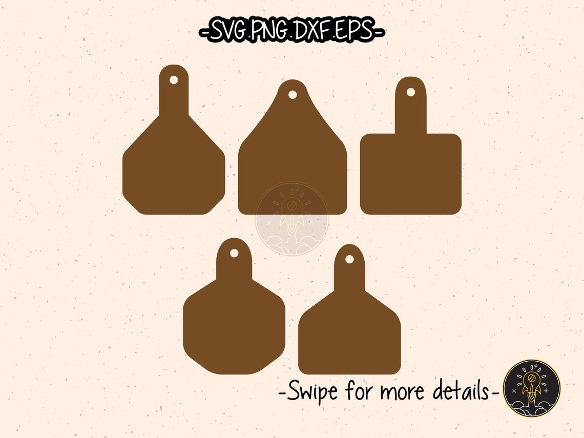 Cow Cattle Ear Tags Earring Template SVG Silhouette Cameo - Etsy UK