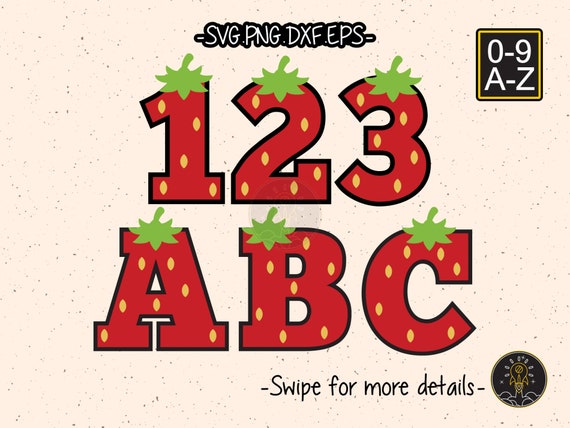 Strawberry Fruit Numbers Letters Font Alphabet SVG Cut File Vector ...