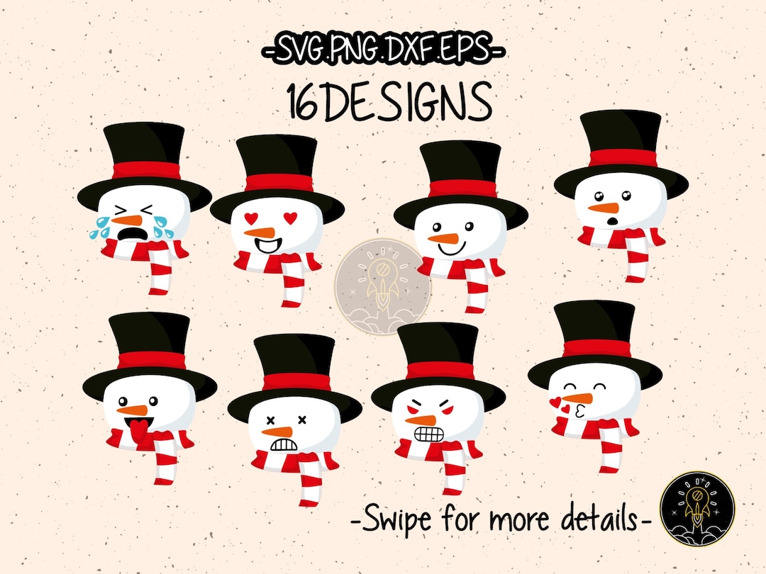 Snowman Head Christmas SVG Cut File Cricut Clipart - Etsy