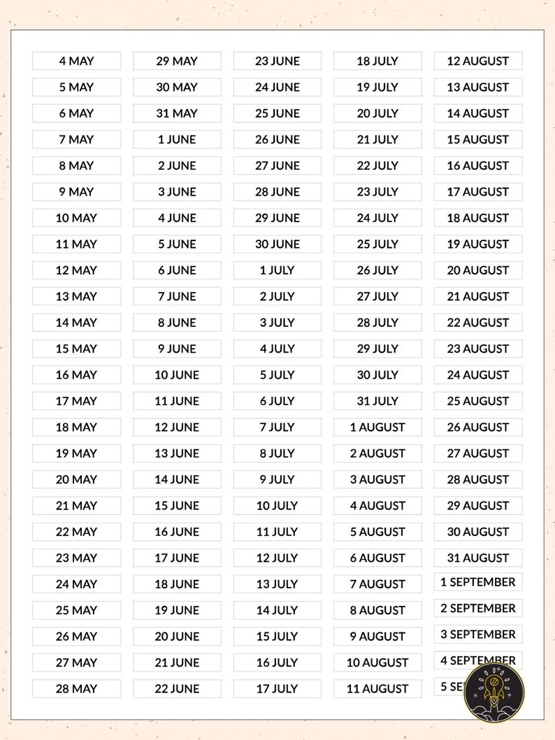 365 Days Printable Planner Stickers Date Stickers for Daily | Etsy