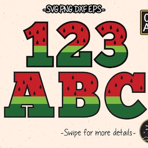 Watermelon Alphabet Number Letter Font SVG Cut File Cricut Clipart - Etsy
