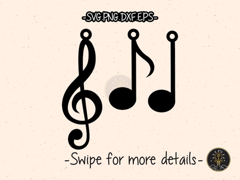 Musical Music Notes Earring Template SVG Laser Cut File - Etsy