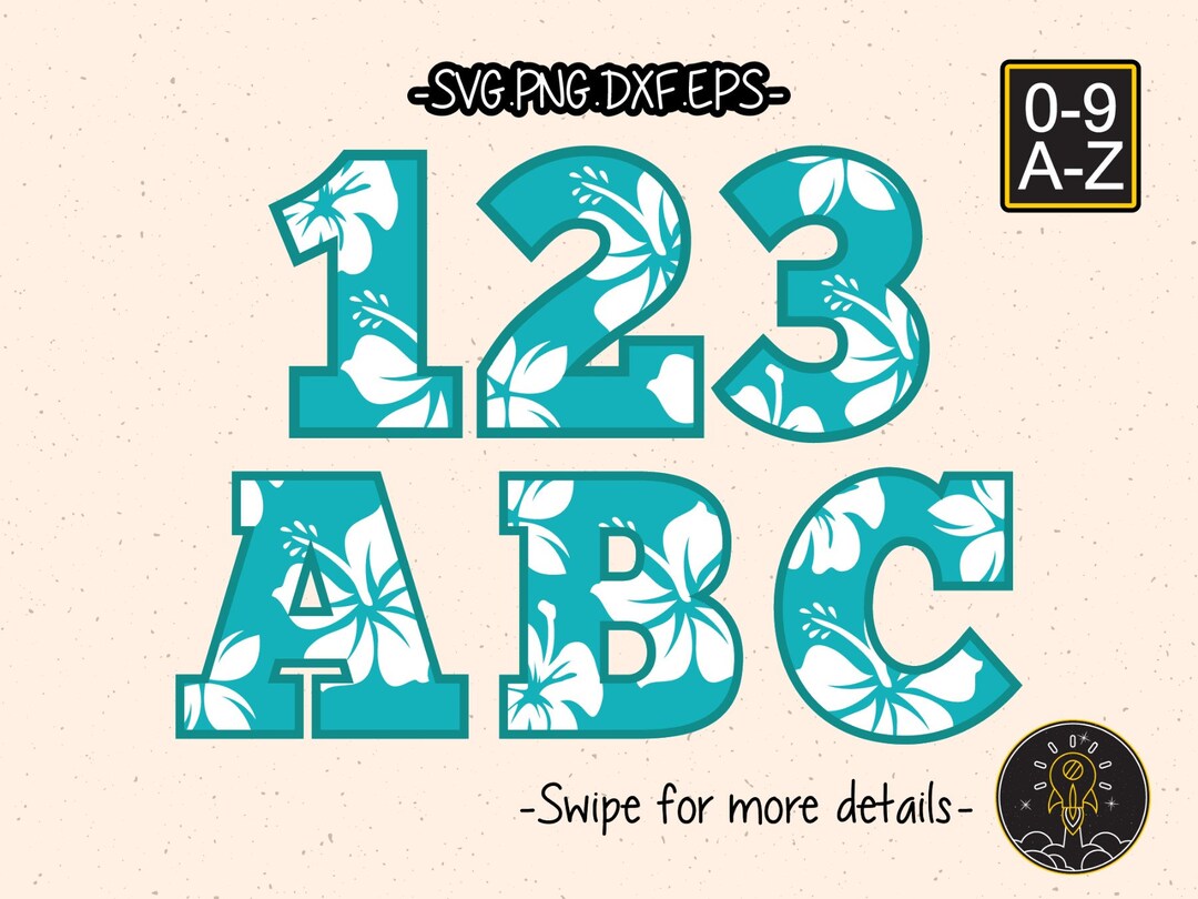 Hawaii Hawaiian Hibiscus Number Letter Font Alphabet SVG Cricut Cut ...