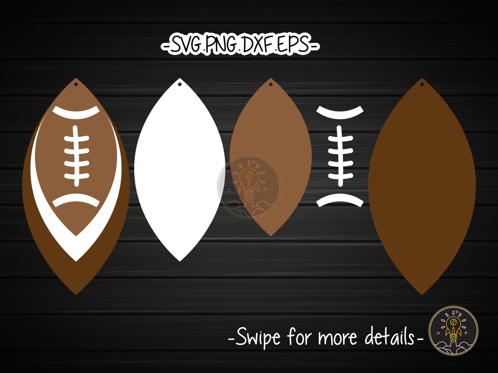 American Football Earring Template SVG Laser Cut File | Leather Wood ...