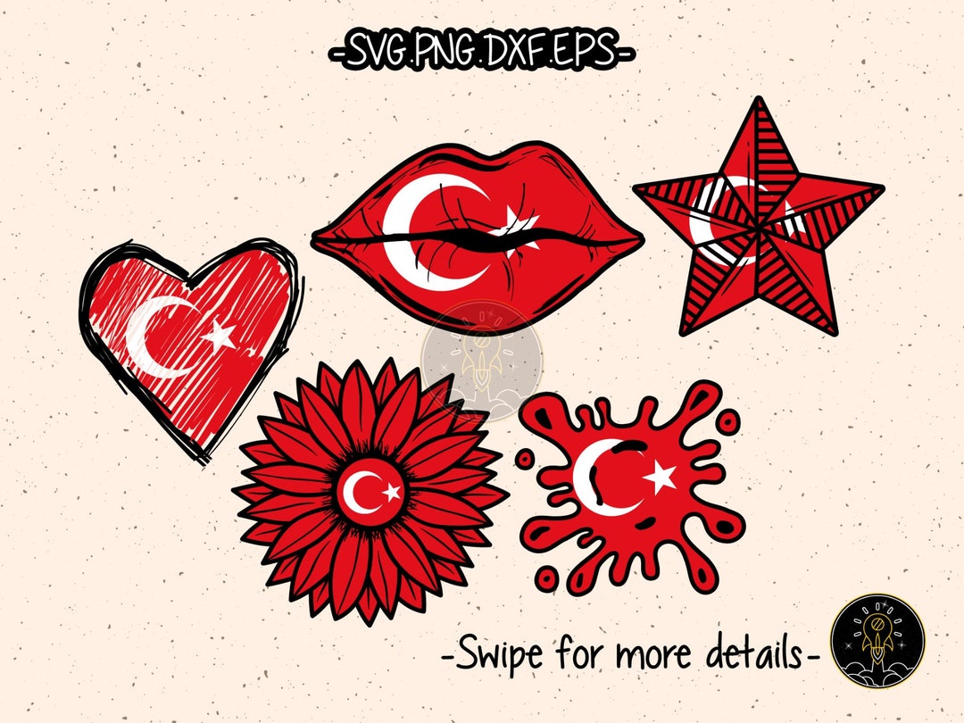Flag of Turkey SVG Heart Sunflower Cut File Vector Cricut Clipart - Etsy