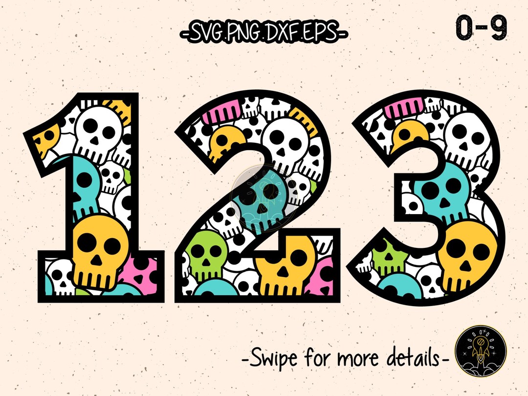 Skull Bones Number Hallowen SVG Cut File Cricut Clipart - Etsy