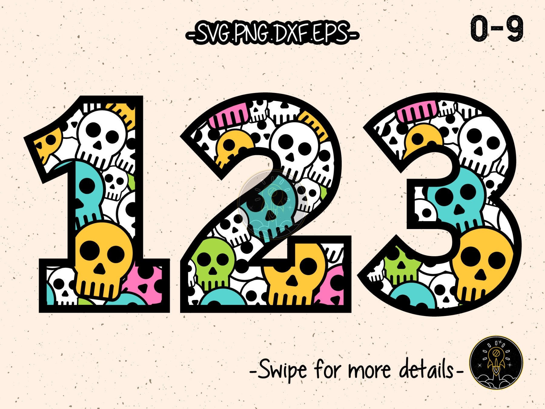 Skull Bones Number Hallowen SVG Cut File Cricut Clipart - Etsy