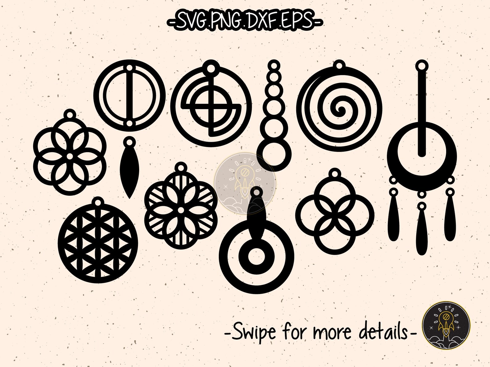 Circle Earring Template SVG Laser Cut File | Wood Leather Earring - Etsy