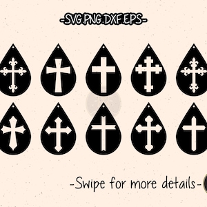 Christian Cross Earring Template SVG Laser Cut File | Wood Leather ...