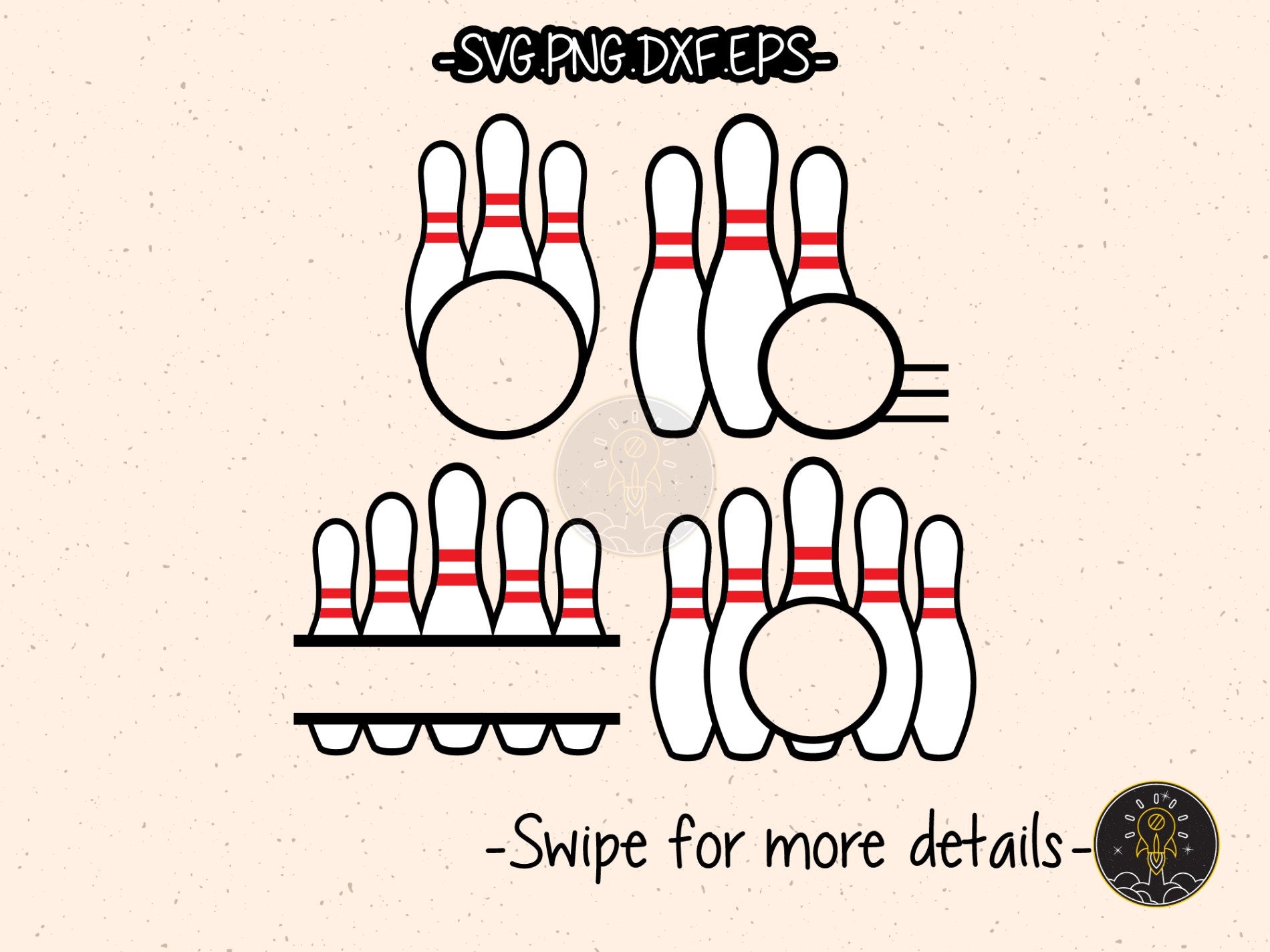 Bowling Split Monogram Frame SVG Cricut Cut File Clipart - Etsy