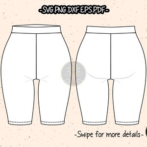 Short Legging SVG CAD Technical Flat Sketch Cricut Fashion Cut File PDF ...