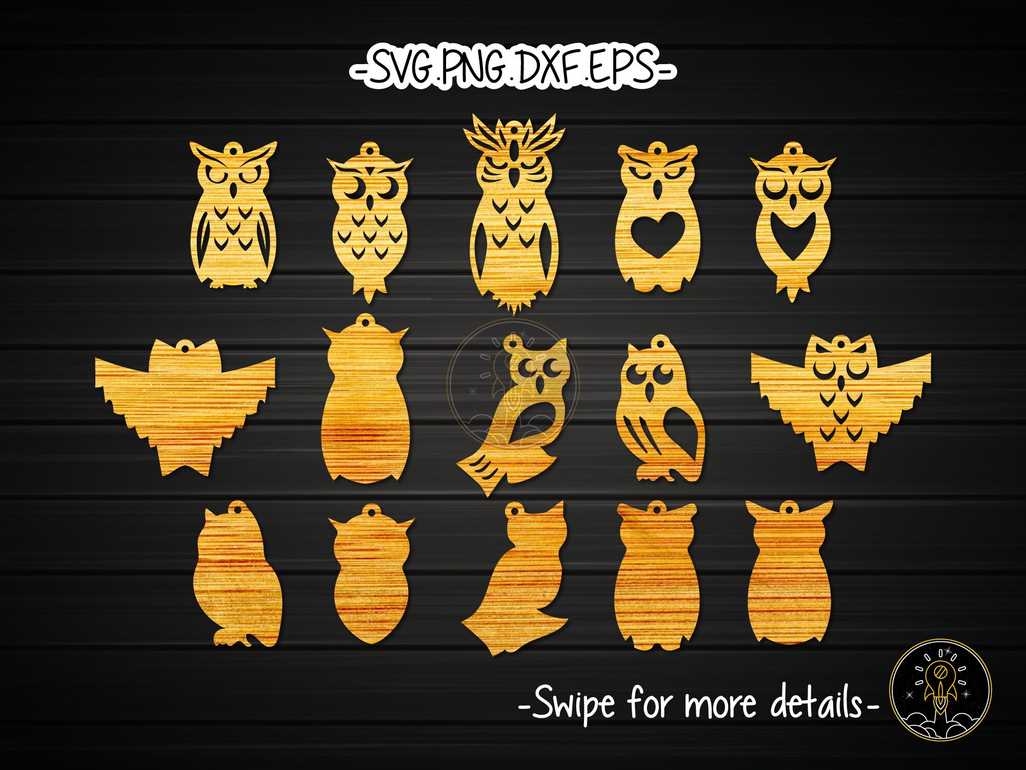 Owl Earring Template SVG Laser Cut File | Leather Wood Earring - Etsy