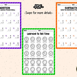 First Grade Math Counting Worksheets PDF - Etsy