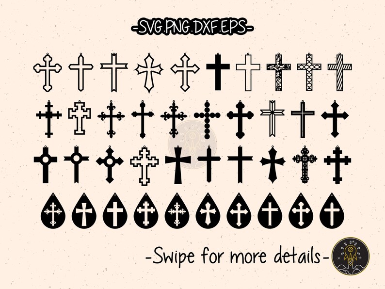Christian Cross Earring Template SVG Laser Cut File | Wood Leather ...