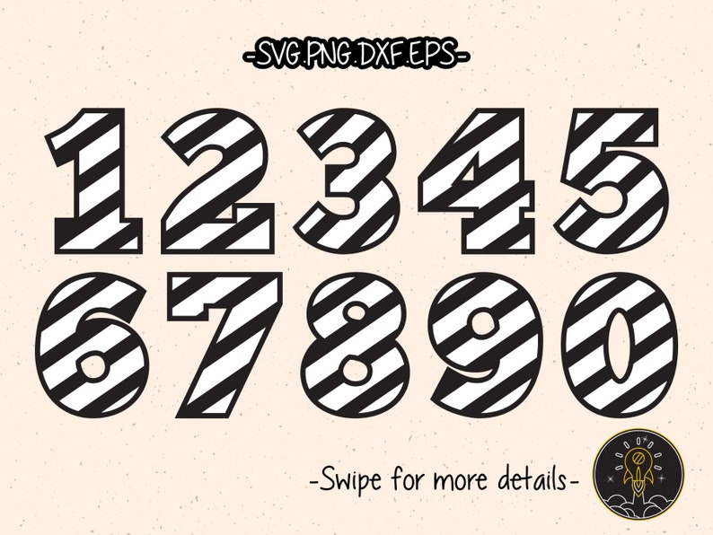 Striped Alphabet Number Letter Font SVG Cricut Cut File - Etsy