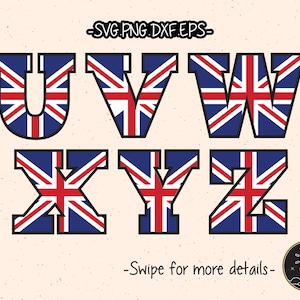 United Kingdom Union Jack Flag Number Letter Font Alphabet SVG Cricut ...