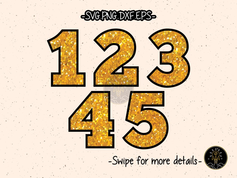 Gold Foil Golden Glitter Birthday Wedding Numbers SVG Cut File - Etsy