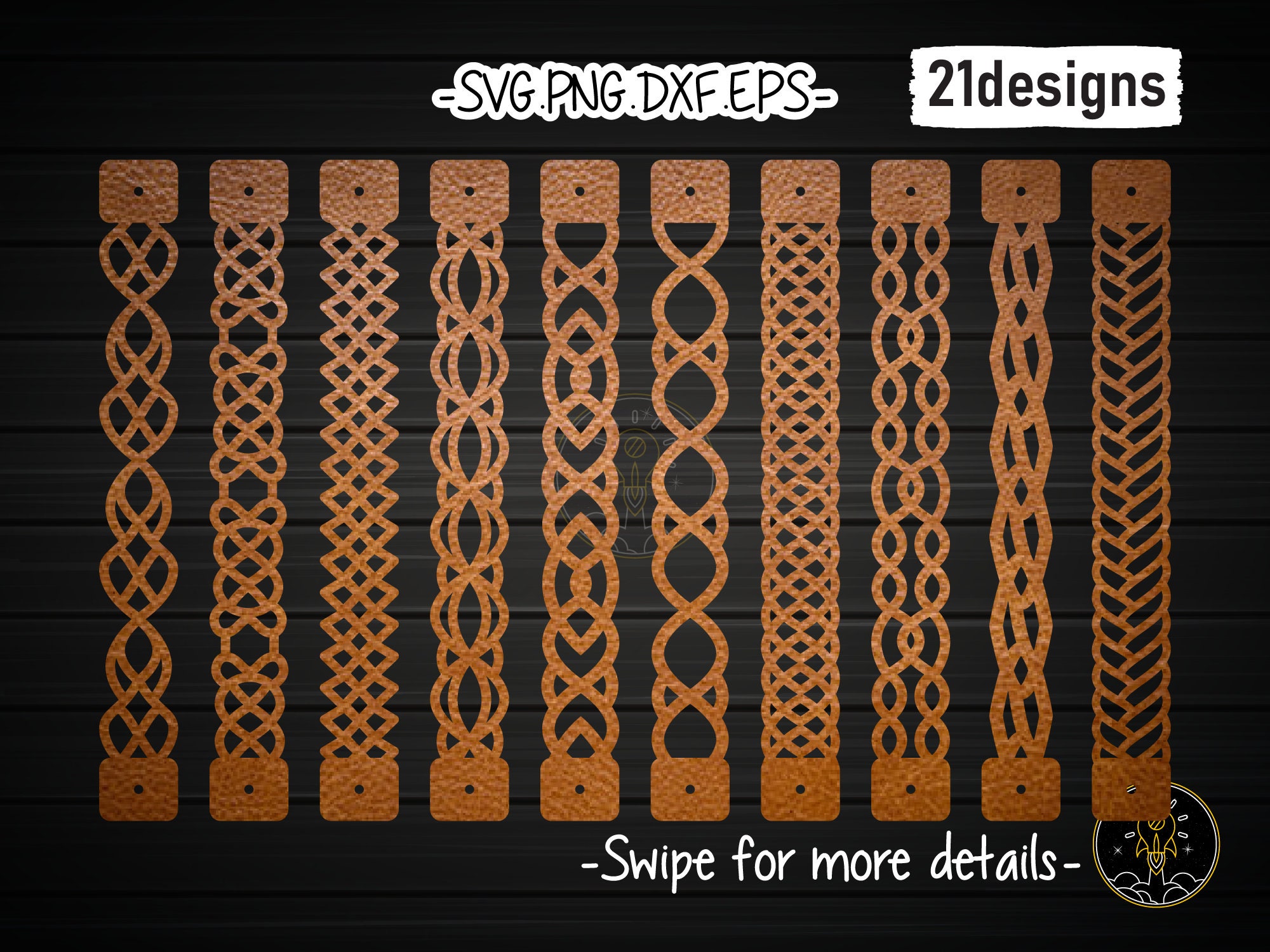 Leather Chain Bracelet Template SVG Laser Cut File - Etsy