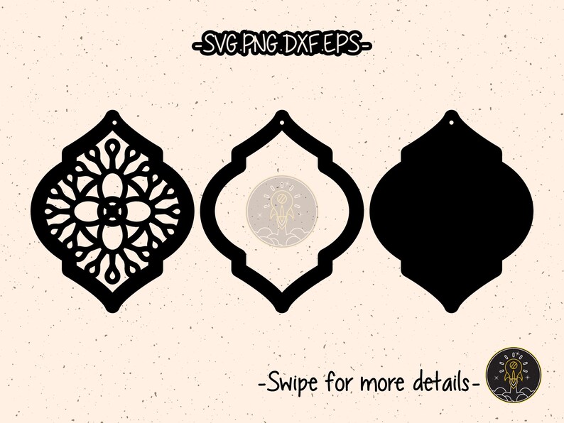 Indian Moroccan Arabic Filigree Quatrefoil Earring Template SVG Laser ...