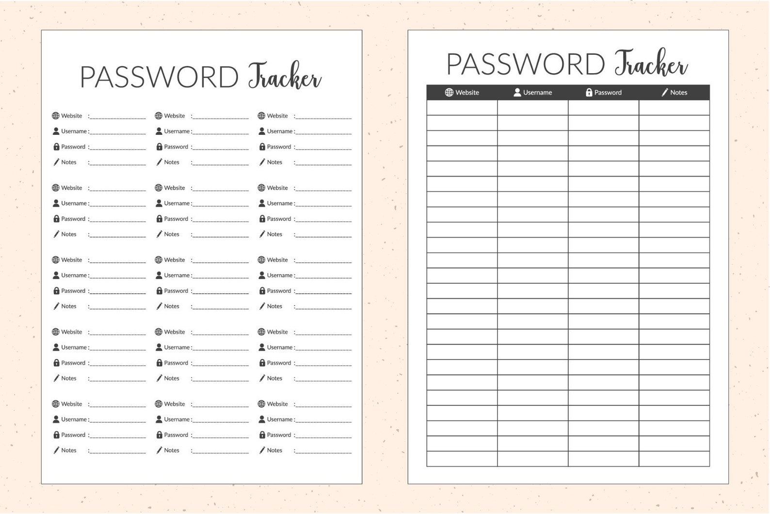 Password Tracker Printable Password Log Password Organizer - Etsy