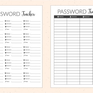 Password Tracker Printable | Password Log | Password Organizer ...