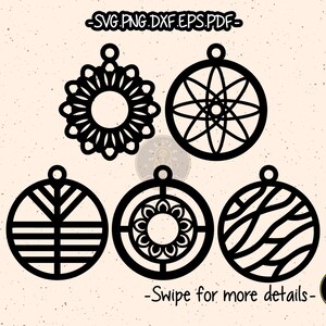 Circle Round Earring Template SVG Laser Cut File | Leather Wood Earring ...