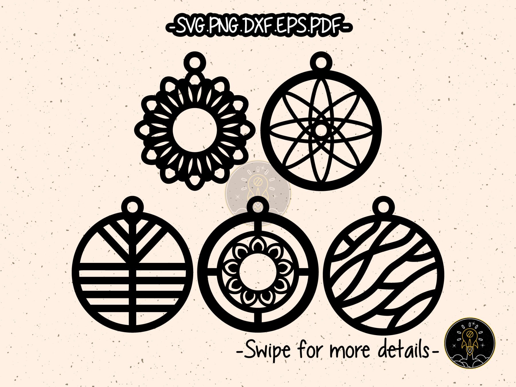 Circle Round Earring Template SVG Laser Cut File | Leather Wood Earring ...