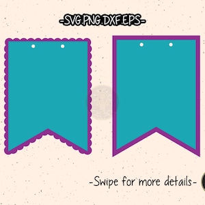Layered Banner Scallop Pennant Bunting Garland SVG Cricut Cut File - Etsy