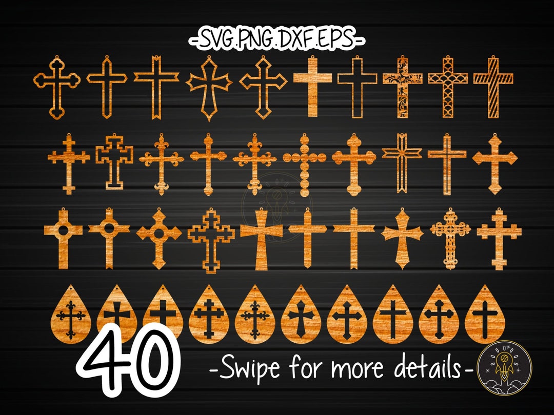 Christian Cross Earring Template SVG Laser Cut File | Wood Leather ...