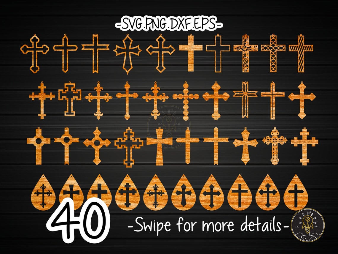 Christian Cross Earring Template SVG Laser Cut File Wood - Etsy