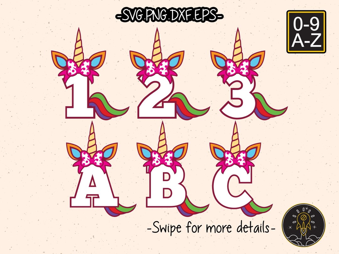 Unicorn Pony Number Letter Font Alphabet Birthday Party Girl SVG Cricut ...