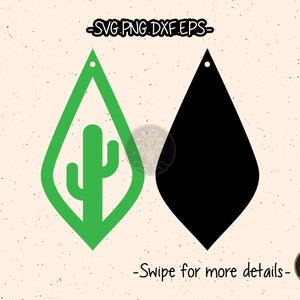 Cacti Cactus Earring Template SVG Laser Cut File | Leather Wood Earring ...