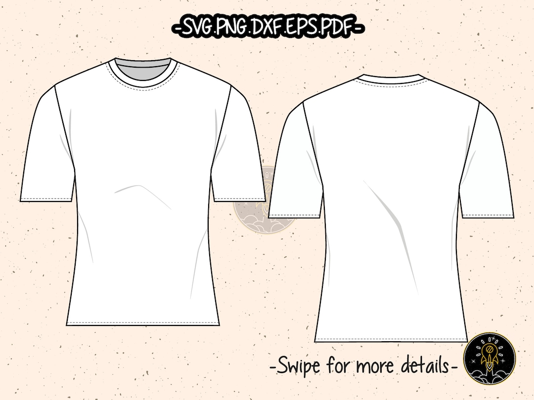 T Shirt SVG Technical Flat Sketch Fashion CAD PDF Cut File Vector ...